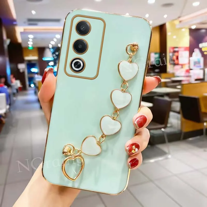 Phone-Cover-For-Oppo-A3-Pro-5G-with-Luxury-Love-Heart-Chain-Plating ...