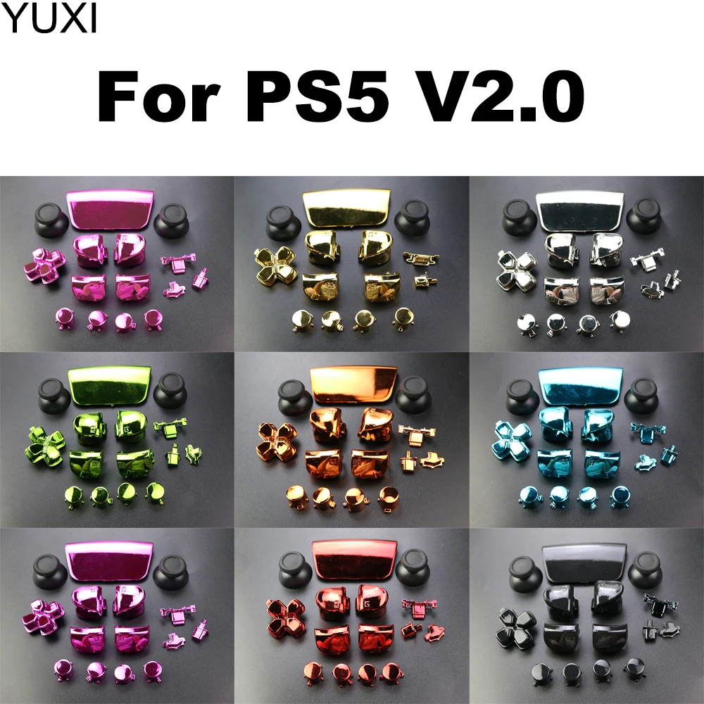 YUXI juego completo de botones cromados para mando de ps5, botones de ...