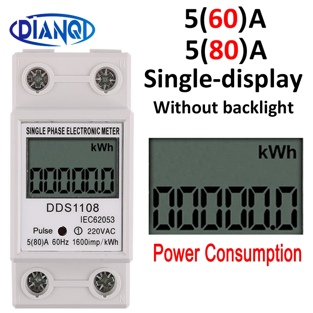 1PC-Electric-Energy-Meter-2P-Single-Phase-LCD-Digital-Display-DIN-Rail ...