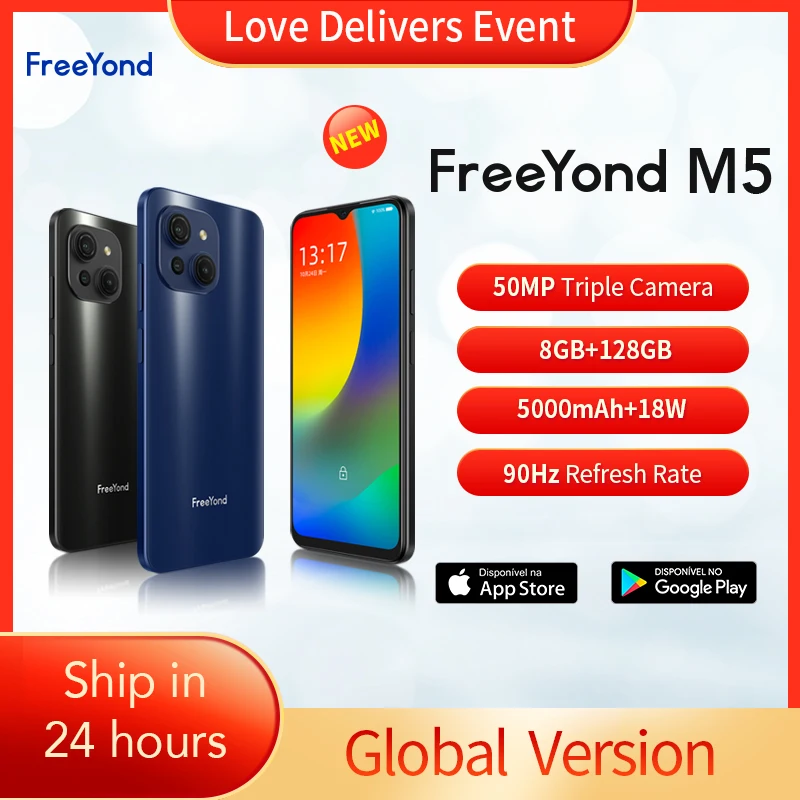 FreeYond – Smartphone M5 8 + 128, téléphone portable avec Triple caméra ...