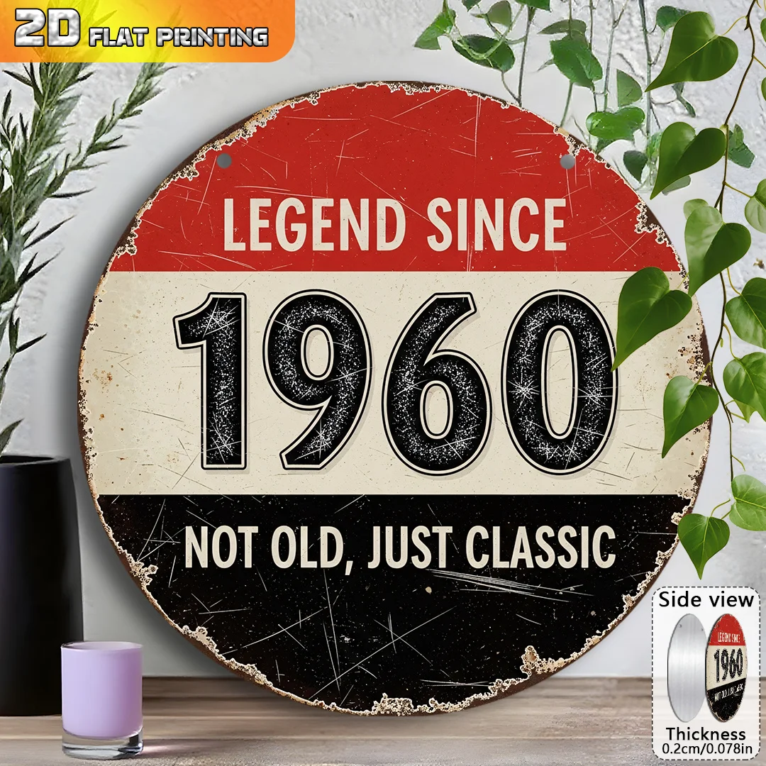 2D Flat, 1pc 1960 Vintage Aluminum Wall Sign - 8"x8" Retro Metal Plaque ...