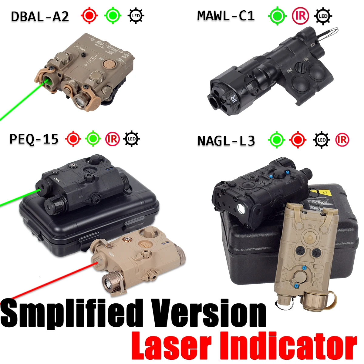 Nylon-Plastic-PEQ-15-NGAL-DBAL-A2-MAWL-Green-Red-Dot-Laser-IR-Version ...