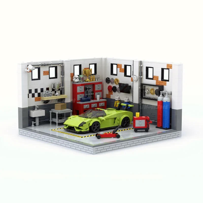 MOC-Classic-City-Garage-Scene-Block-Modular-Building-Model-Education ...