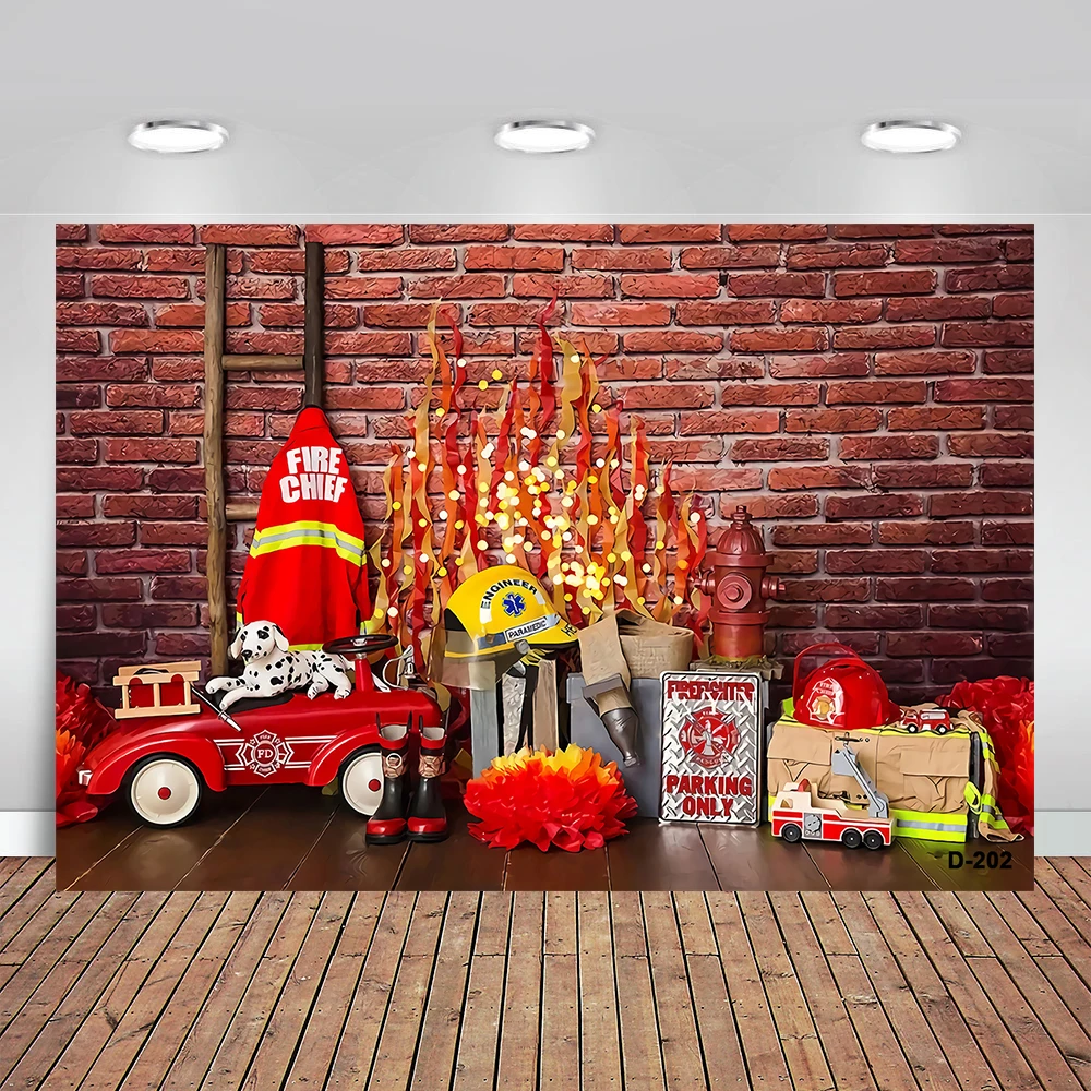 Firefighter-Kids-Birthday-Party-Backdrop-Fireman-Car-Photography ...