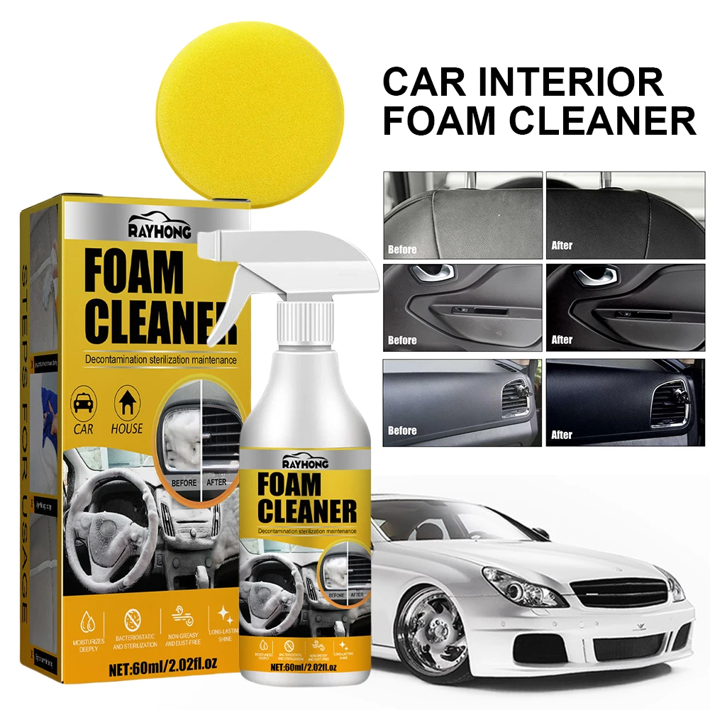 60ml-Car-Interior-Strong-Decontamination-Multi-Purpose-Foam-Cleaner-Car-Interior-Leather-Clean ...