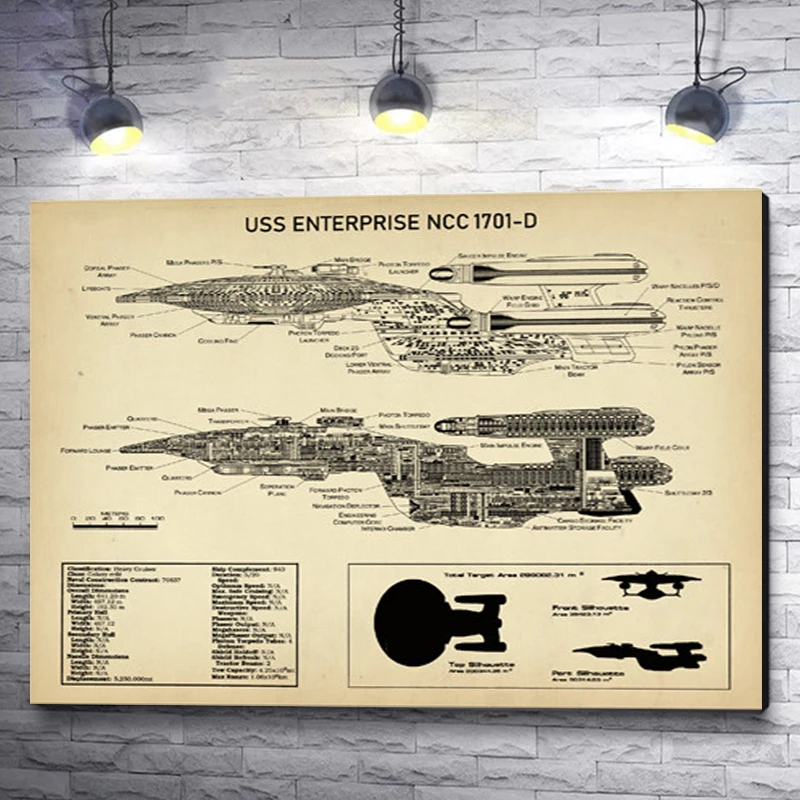 USS-Enterprise-NCC-1701-D-Blueprint-Poster-Prints-For-Home-Decor-Disney ...