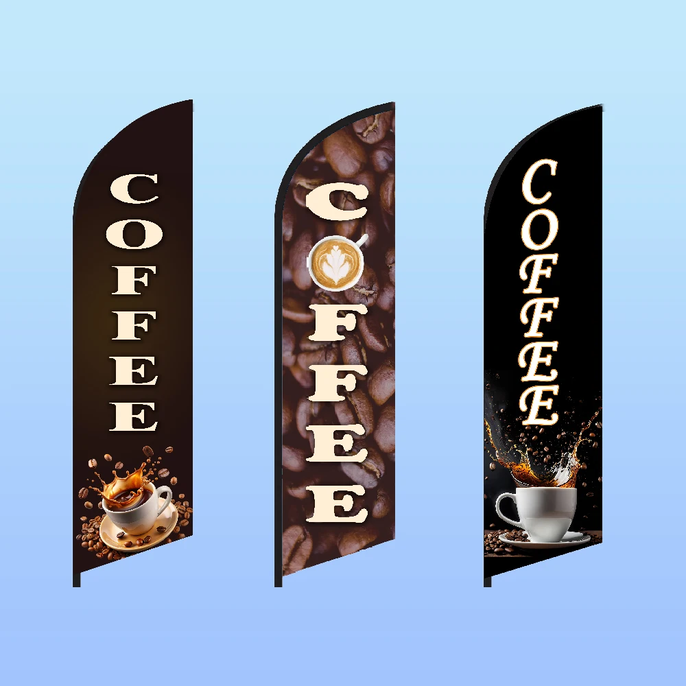Custom Coffee Shop Design Feather Flag Advertising Decoration Beach ...