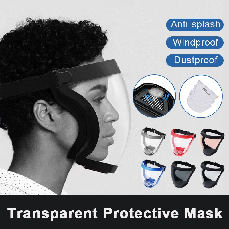 Full Face Shield Transparent Face Mask Windproof Dustproof Anti-splash ...
