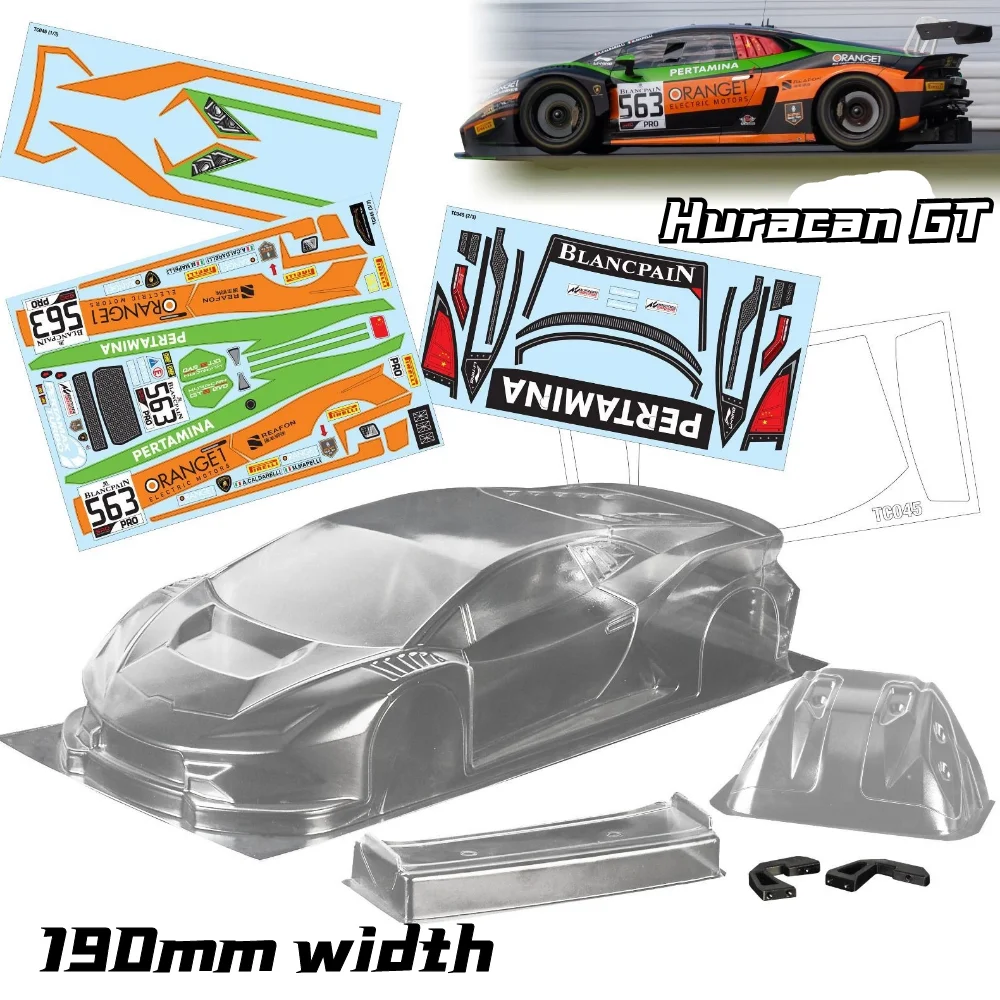 1/10 PC RC Shell body Huracan GT190mm Width 260mm Wheelbase Transparent ...