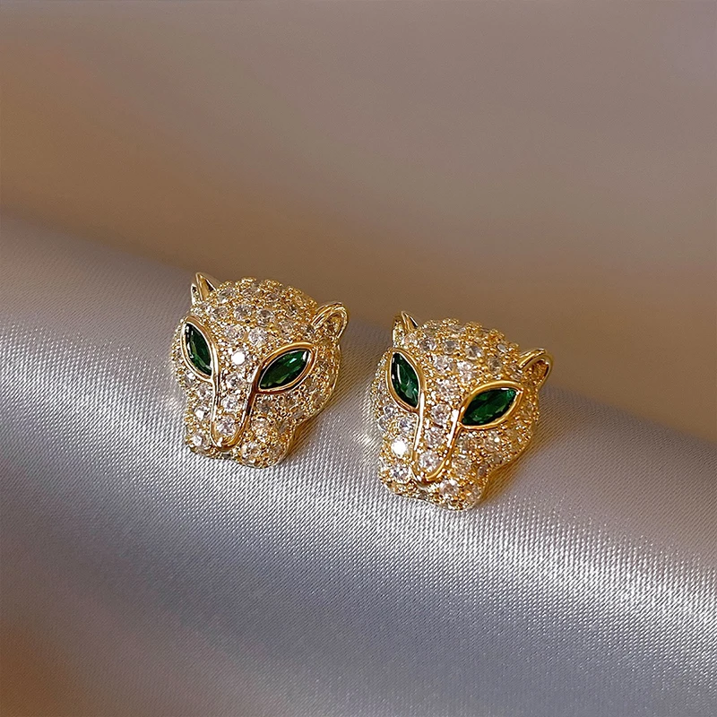 Delicate-14K-Gold-Plated-Leopard-Stud-Earrings-for-Women-Unique-AAA ...