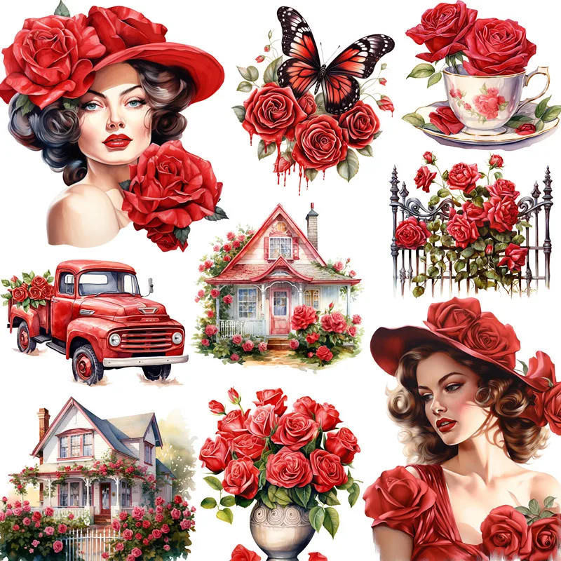 Vintage-Rose-Stickers-Crafts-And-Scrapbooking-stickers-kids-toys-book ...