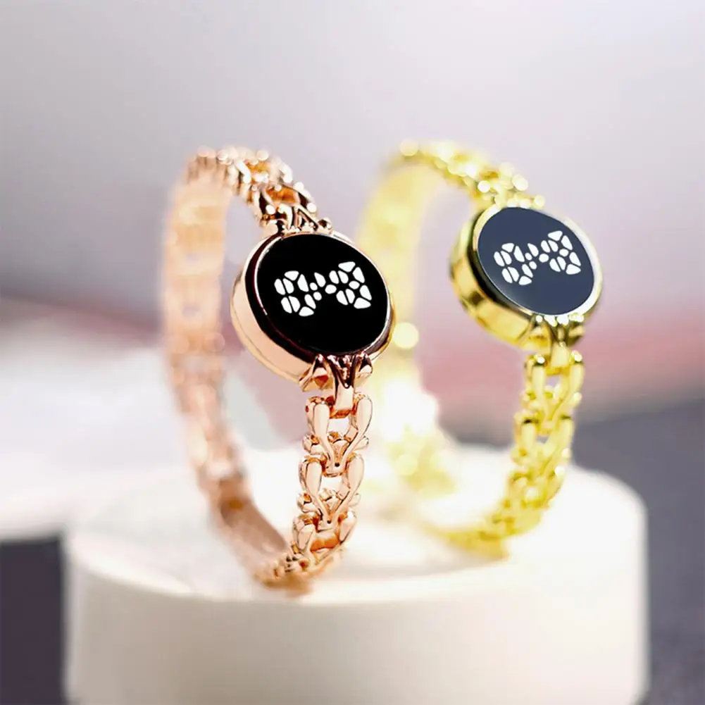 Electronic-Watch-Touch-Control-Decorative-Metal-Strap-Mini-Retro-Girls ...