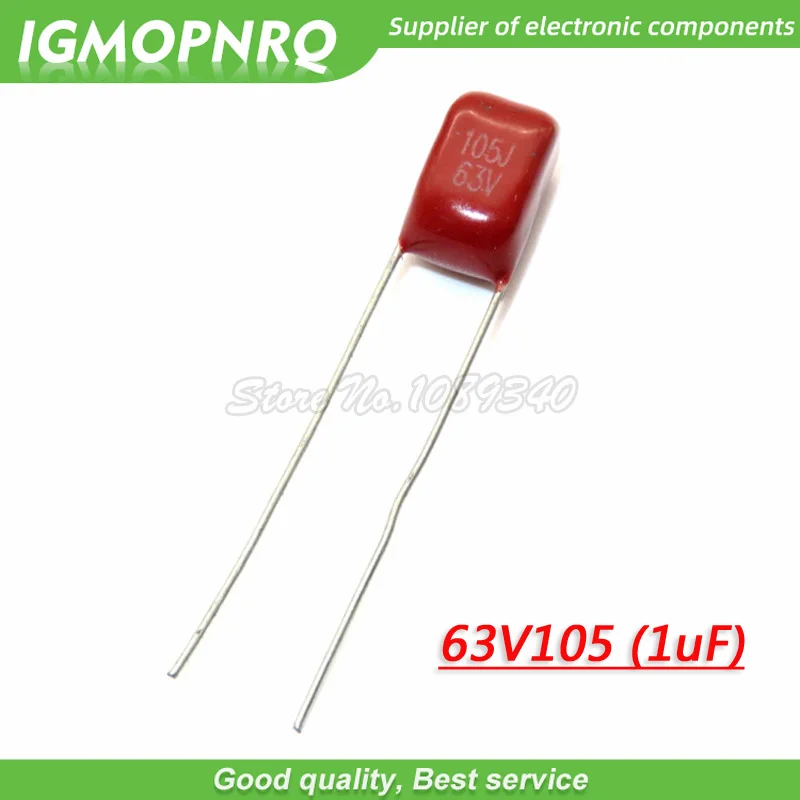 10PCS 63V105J 1UF Pitch 5MM 63V 105 1000nf 63V105J-P5 CBB Polypropylene ...
