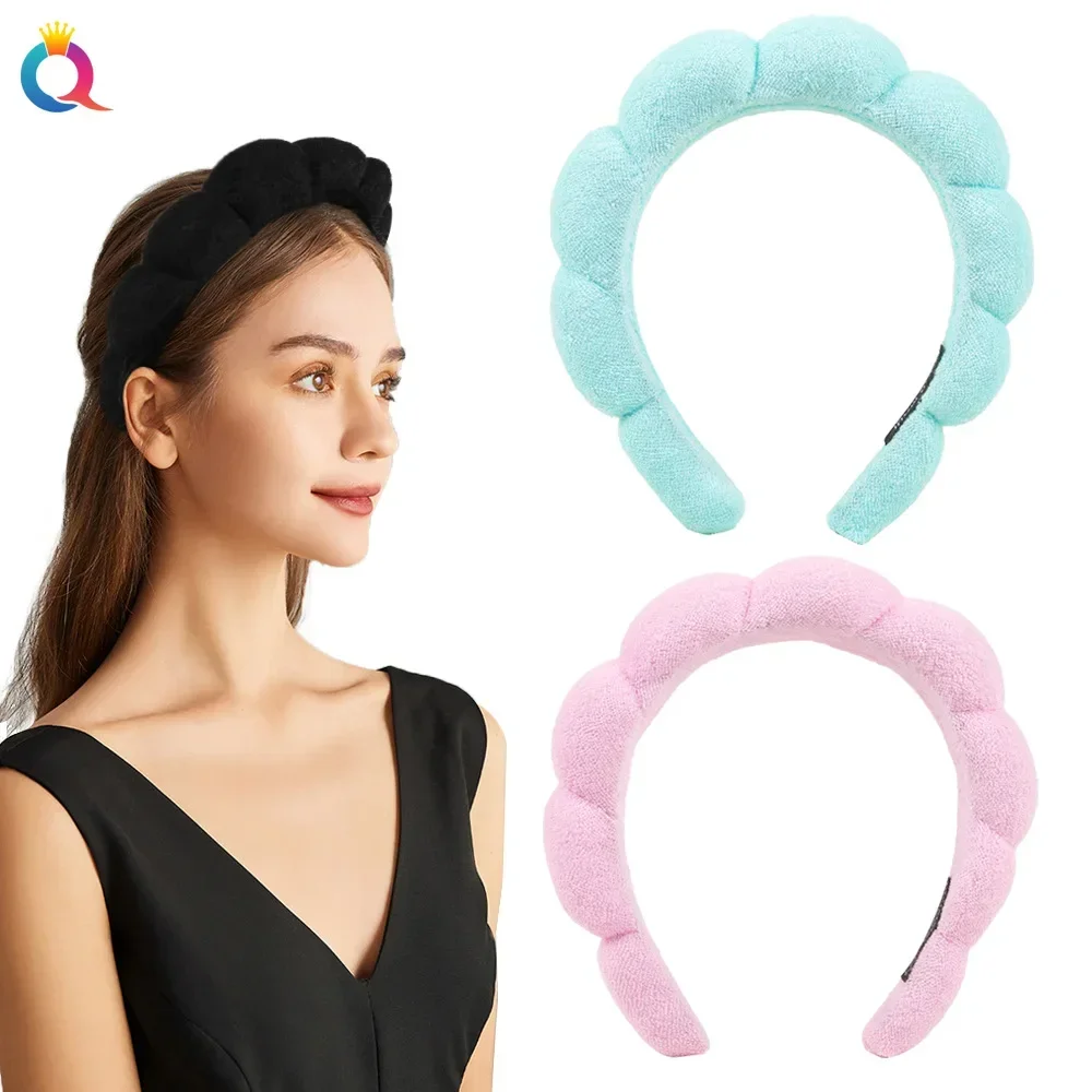 Vintage-Velvet-Sponge-Headband-Puffy-Hairbands-Terry-Cloth-Spa-Bubble ...