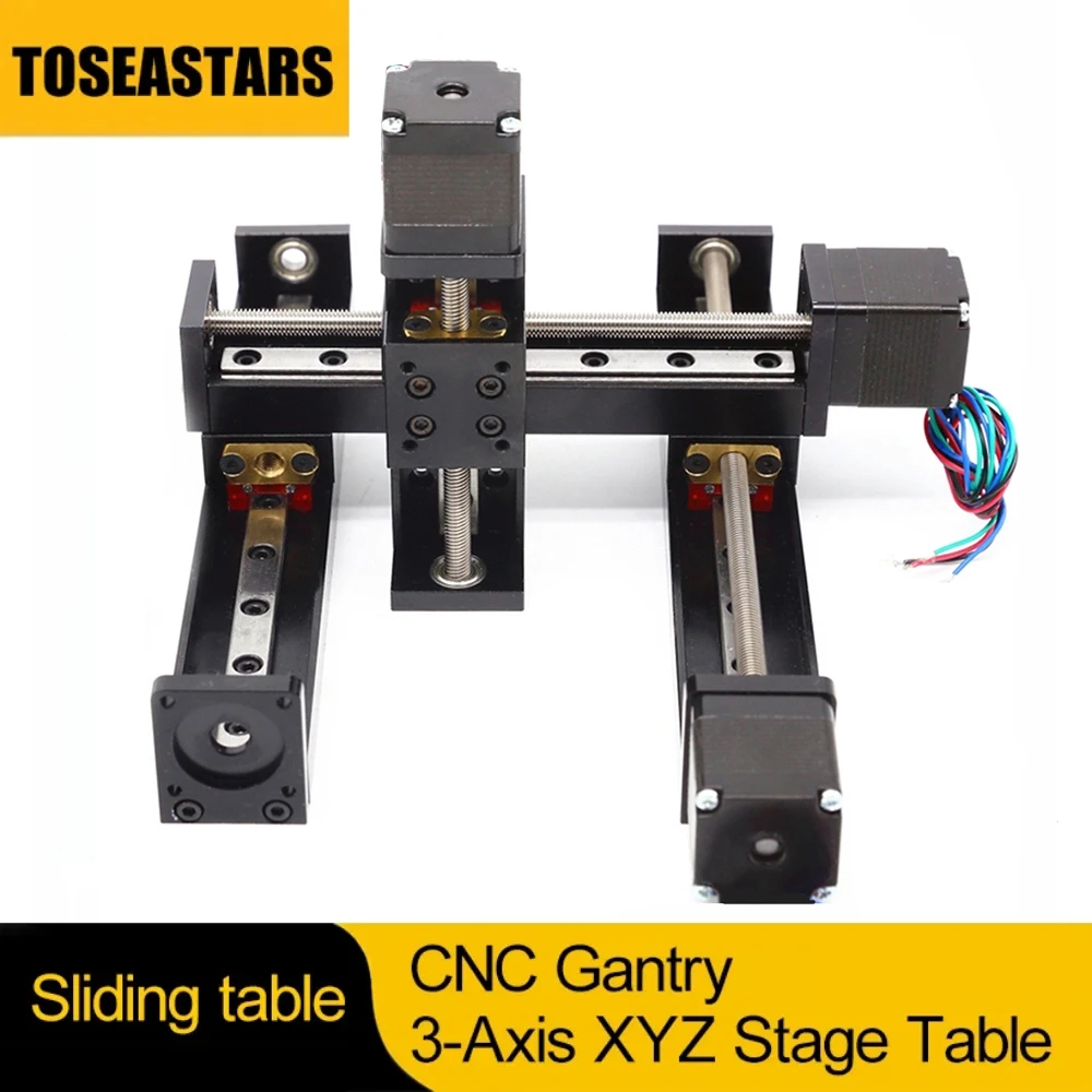 CNC 갠트리 선형 스테이지 T형 슬라이딩 테이블, 선형 축, NEMA11 28mm 스텝퍼 모터, 3 축 XYZ, 50-300mm 스트로크