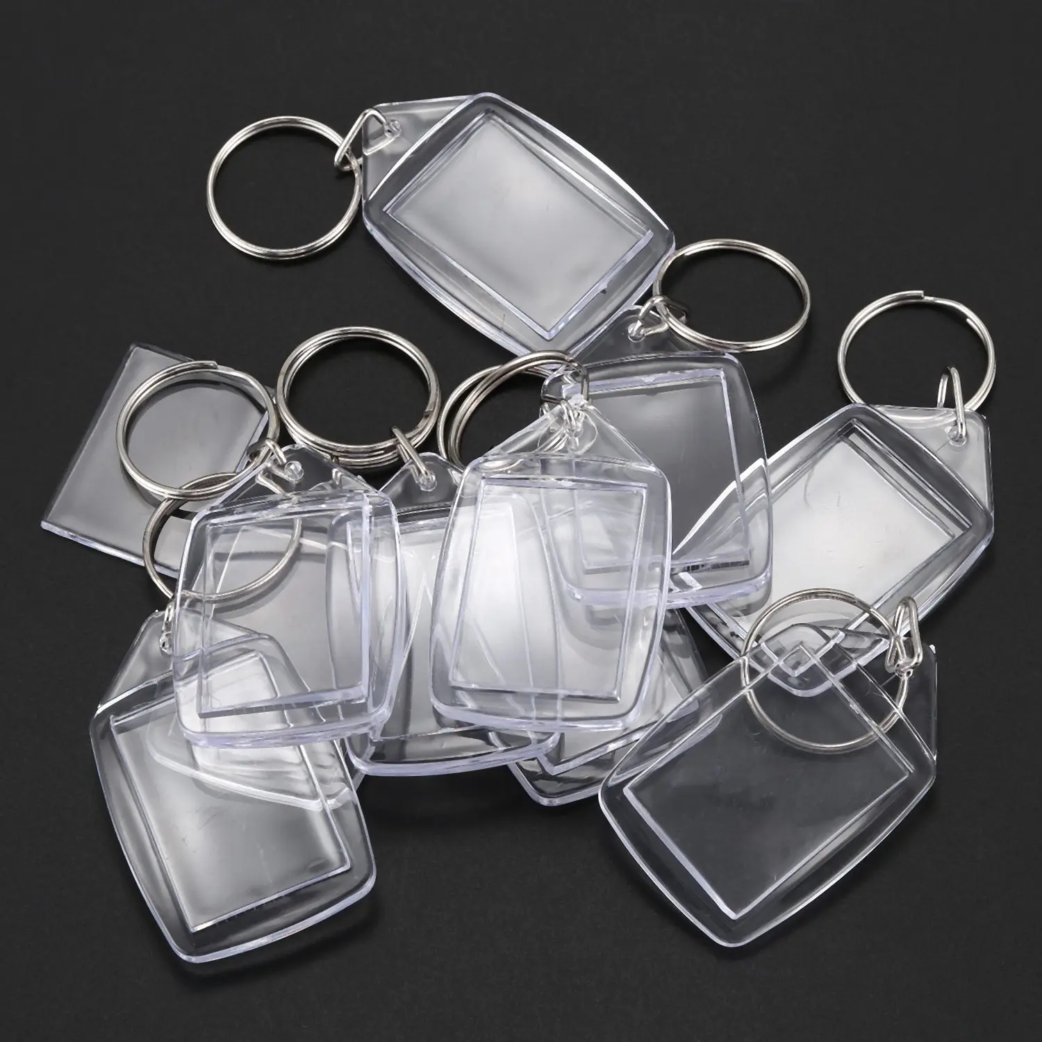 10x Clear Acrylic Plastic Blank Keyrings Insert Passport Photo Keychain ...