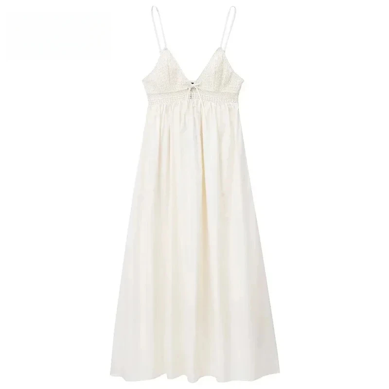 ASDS-cutwork-V-neck-sleepveless-backless-slip-dress-women-Summer-midi ...