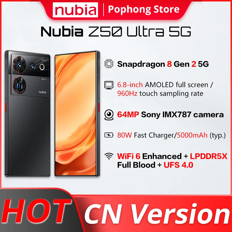 Nubia z50 ultra celular 6.8 polegada 144hz amoled flexível exibição ...