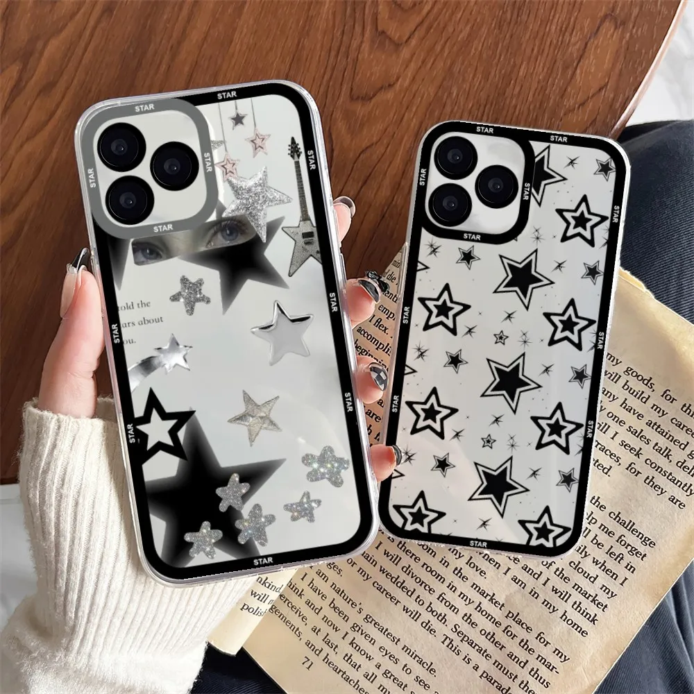 Y2K Star Phone Case For iPhone 11 12 Mini 13 14 Pro Max Transparent Shell