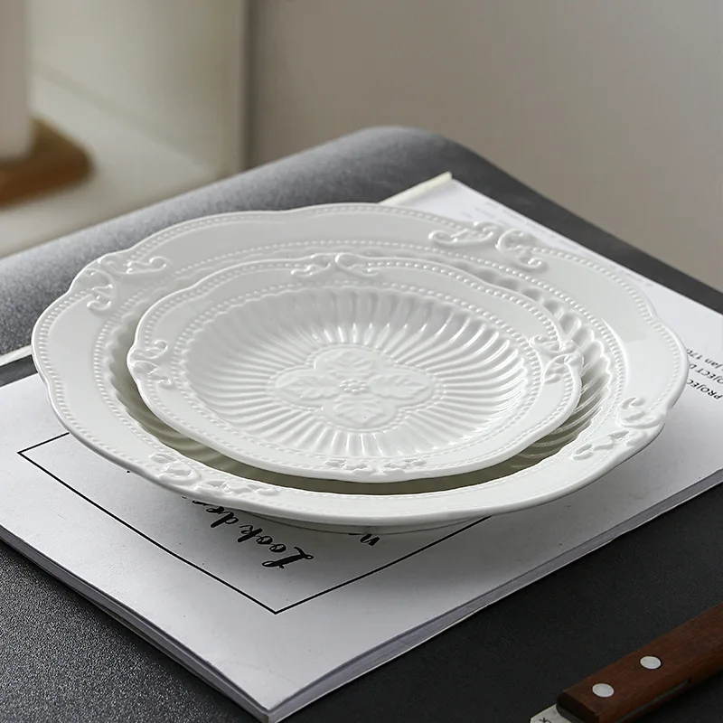 Exquisite Embossed Ceramic Plate Set Restaurant and Family Kitchen ...