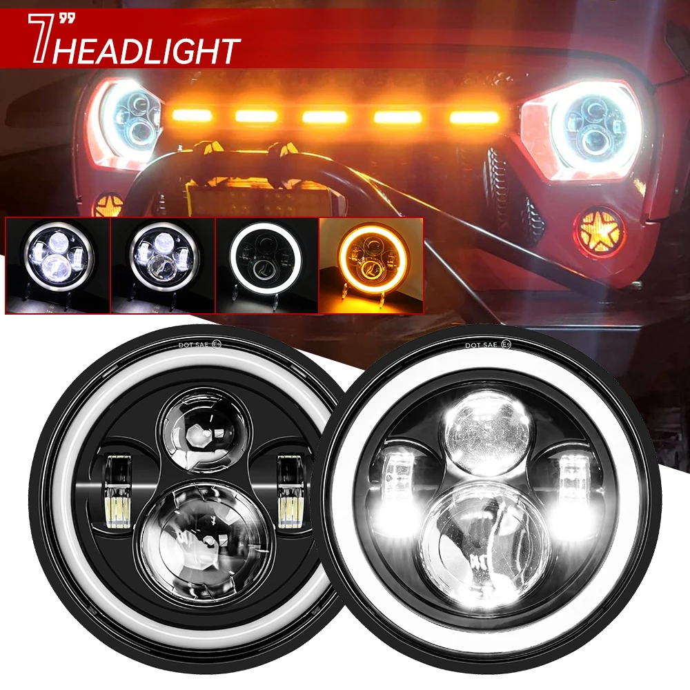 Universal-7-Inch-Led-Car-Motorcycle-Headlight-DRL-H4-Headlamp-for ...