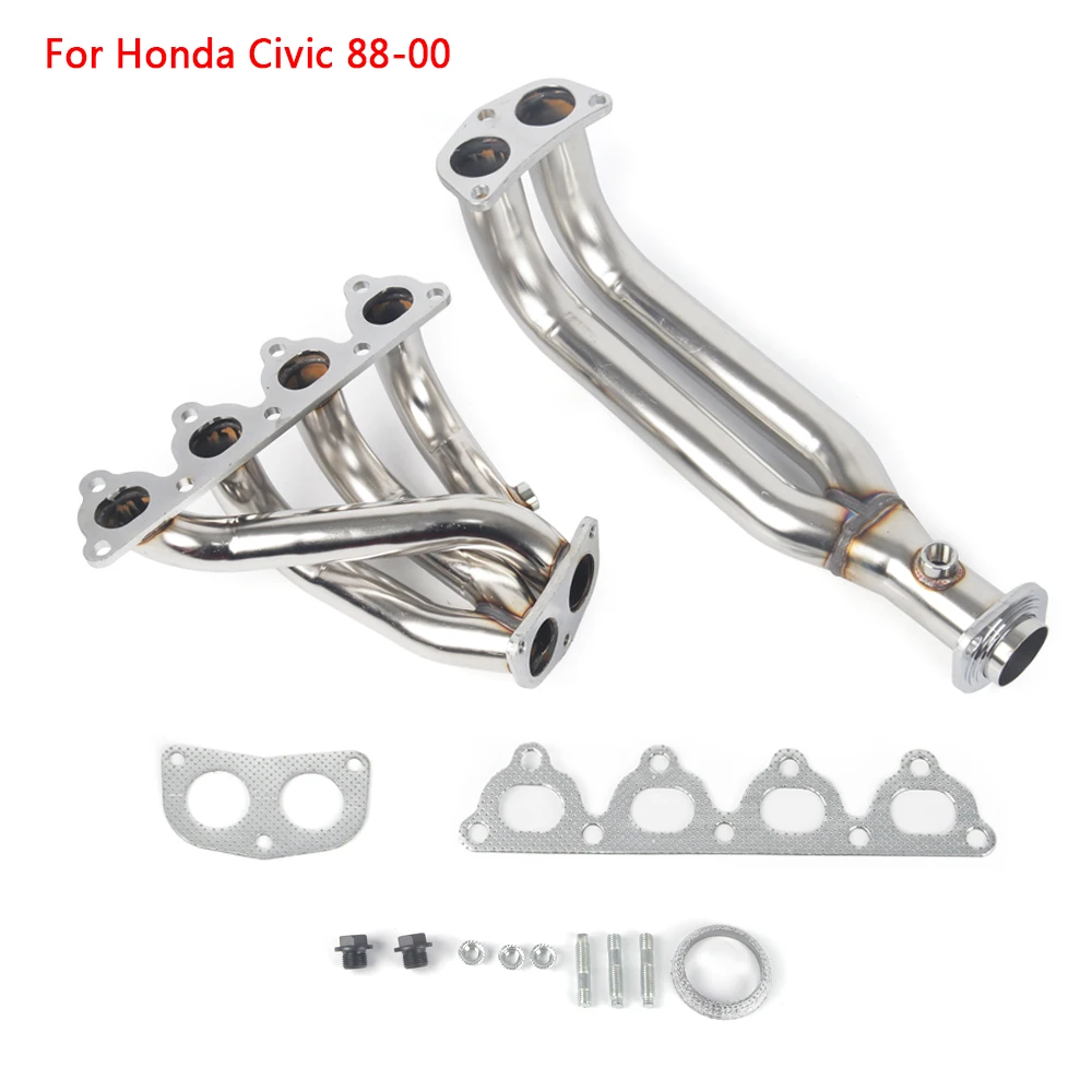 STAINLESS-STEEL-PIPING-HEADER-MANIFOLD-EXHAUST-FOR-HONDA-CIVIC-88-00-EG ...