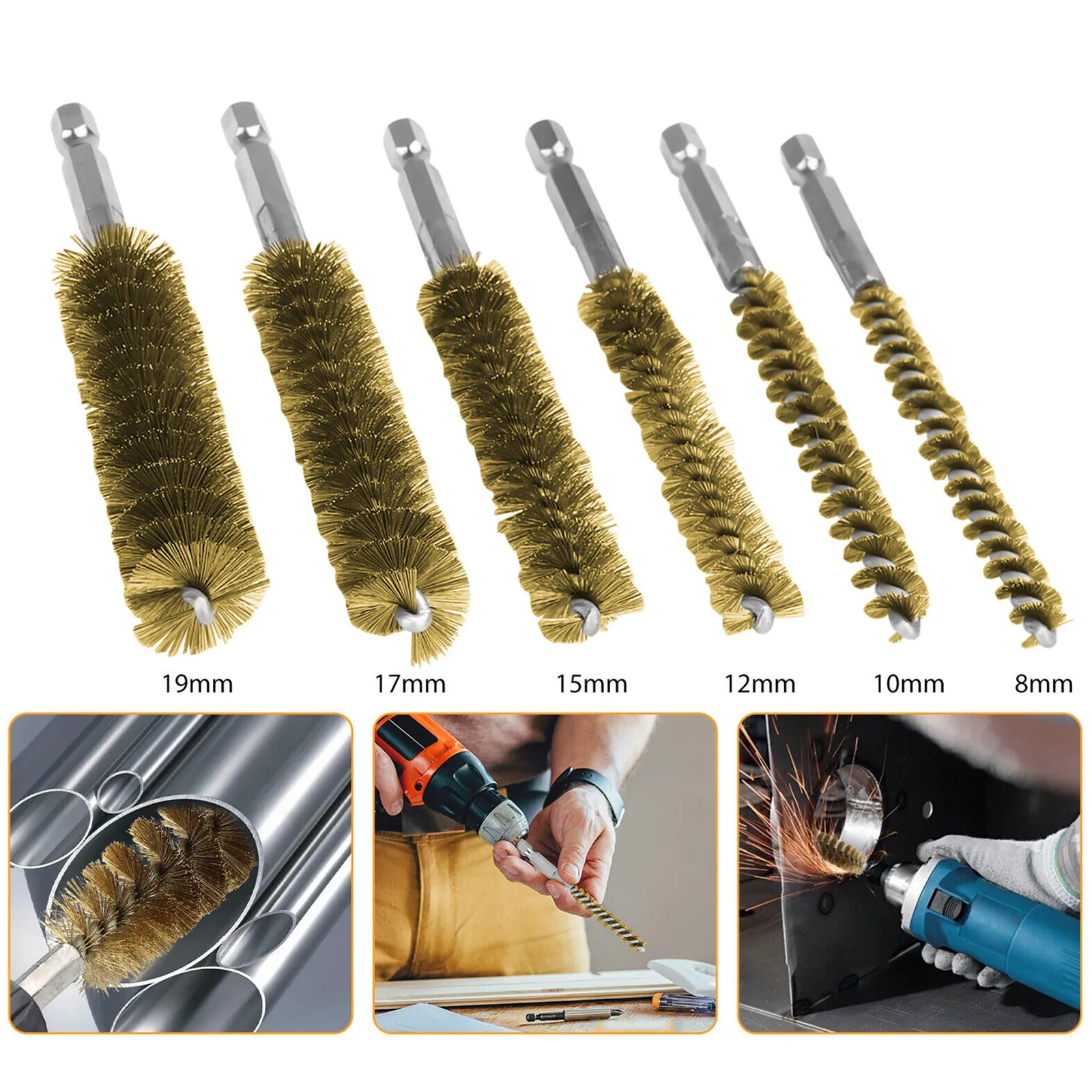 6Pc-Bore-Wire-Brush-Twisted-1-4-inch-Hex-Shank-Brass-Bore-Cleaning-Wire ...