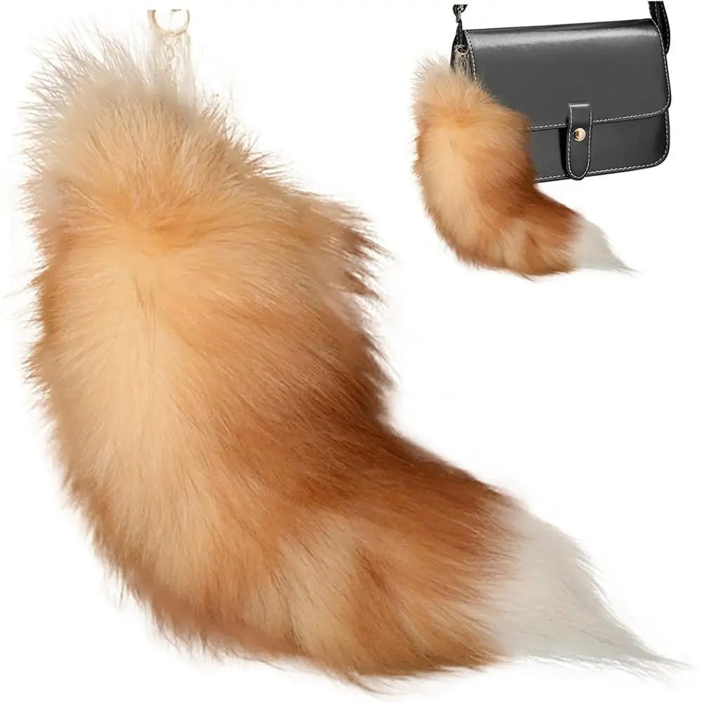 Faux-Fur-Fake-Fox-Tail-Pendant-Cute-Soft-with-Metal-Clasp-Fox-Tail-Key ...