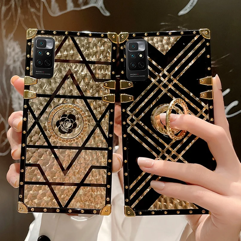 Luxury Glitter Ring Back Cover for P50 Pro (No Ring (Gold))