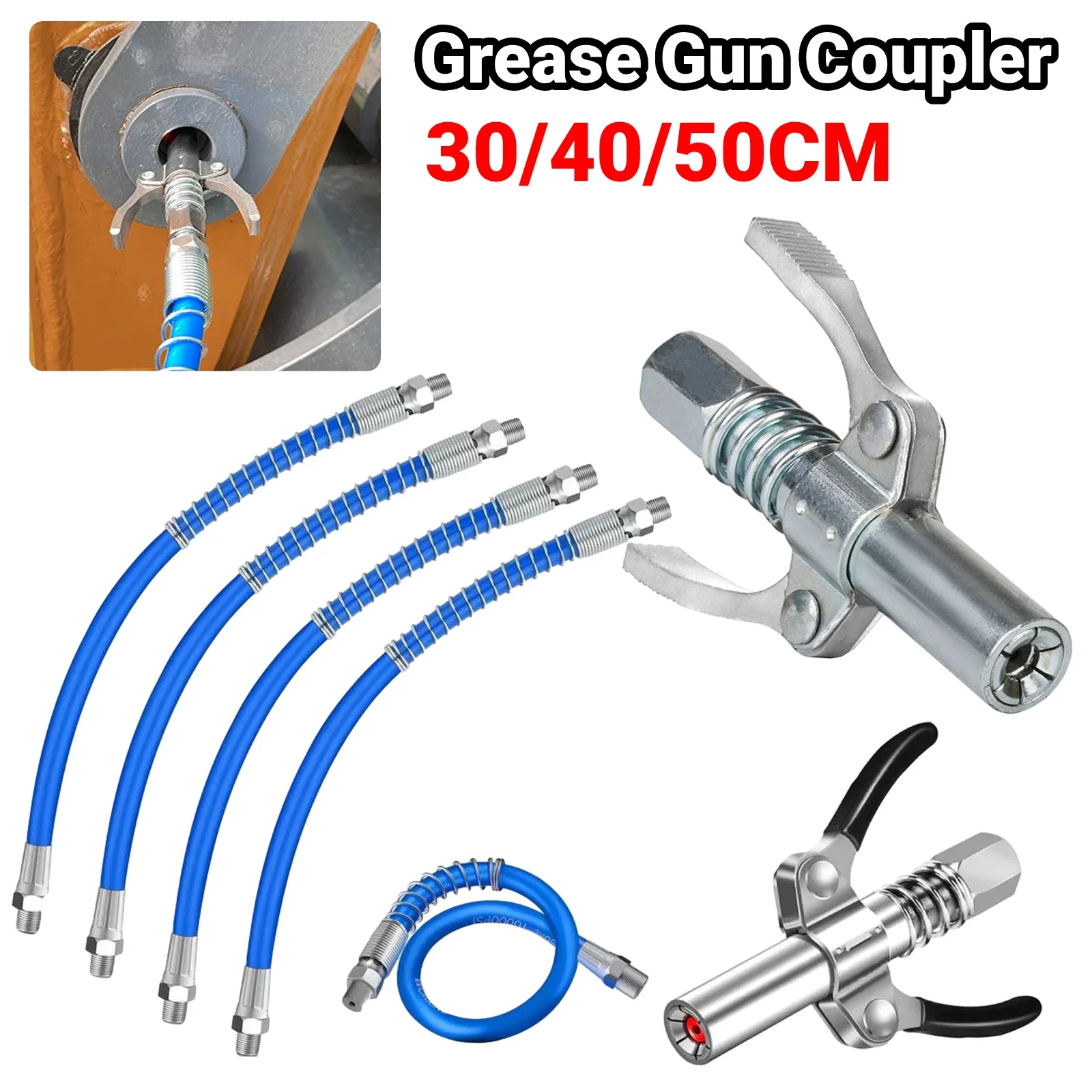 Grease Gun Coupler Nozzle Oiling Double Handle High Pressure Heavy-Duty ...