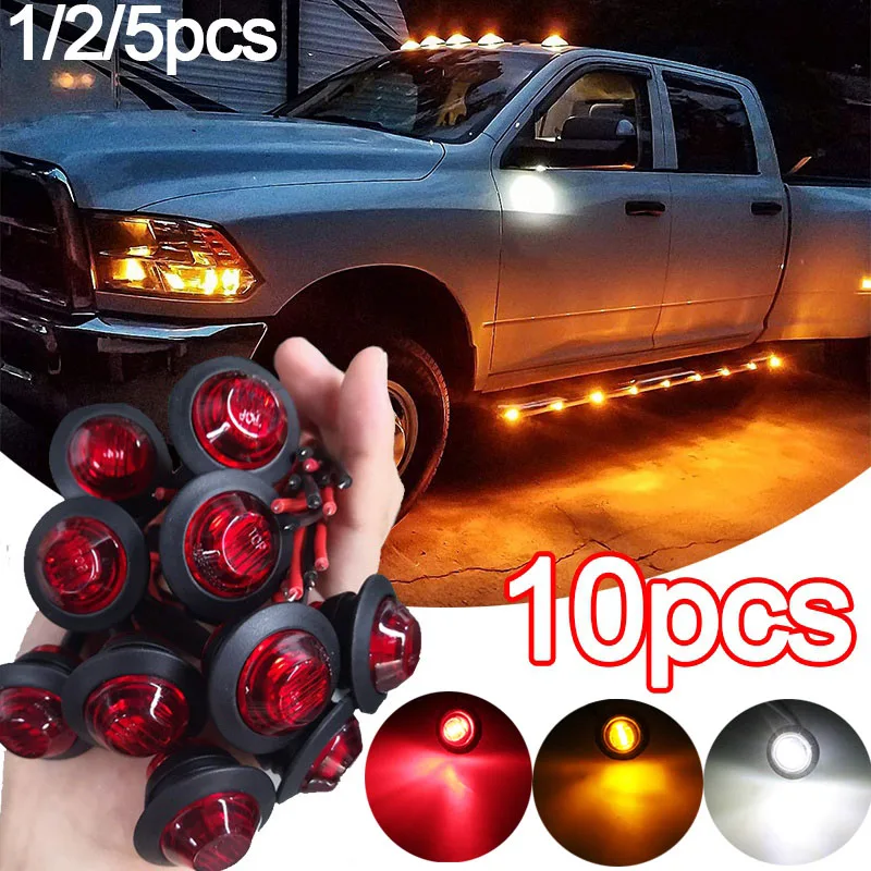 Round 3/4" LED Side Marker Light 12V 24V Orange Amber Indicator Signal ...