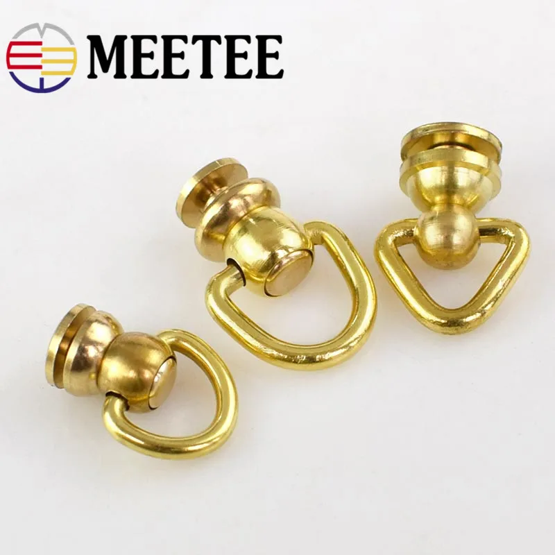 2pcs Solid Brass Rotated D Ring Nail Swivel Screw Buckles Diy Key ...