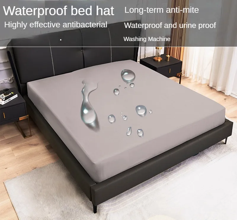 New Solid Color Waterproof Mattress Cover Machine Washable Bedspread ...