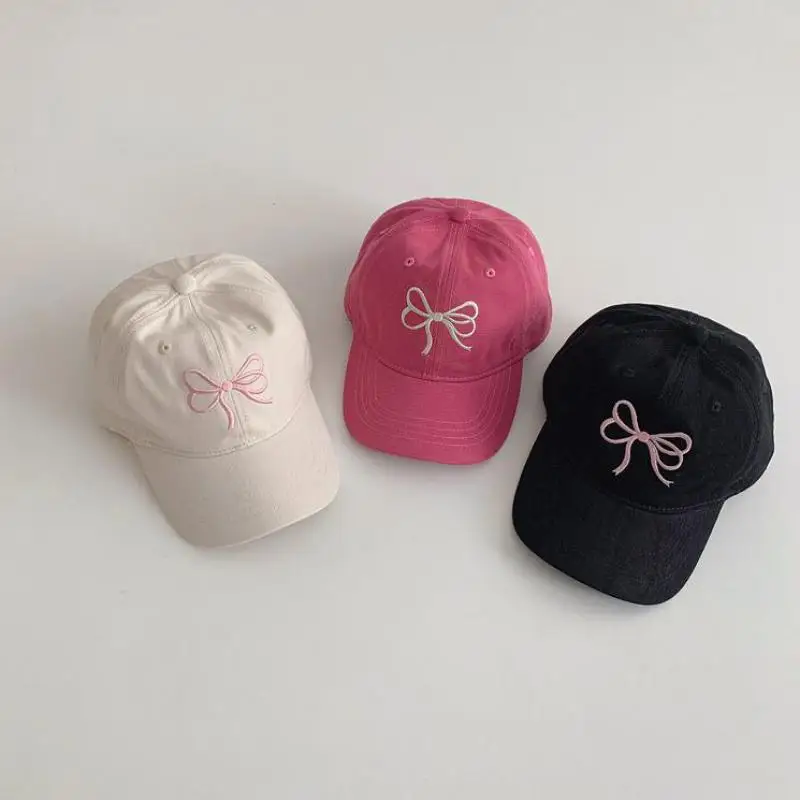 Children Embroidery Bow Peaked Cap Girl Baby Cotton Baseball Hat Kid ...