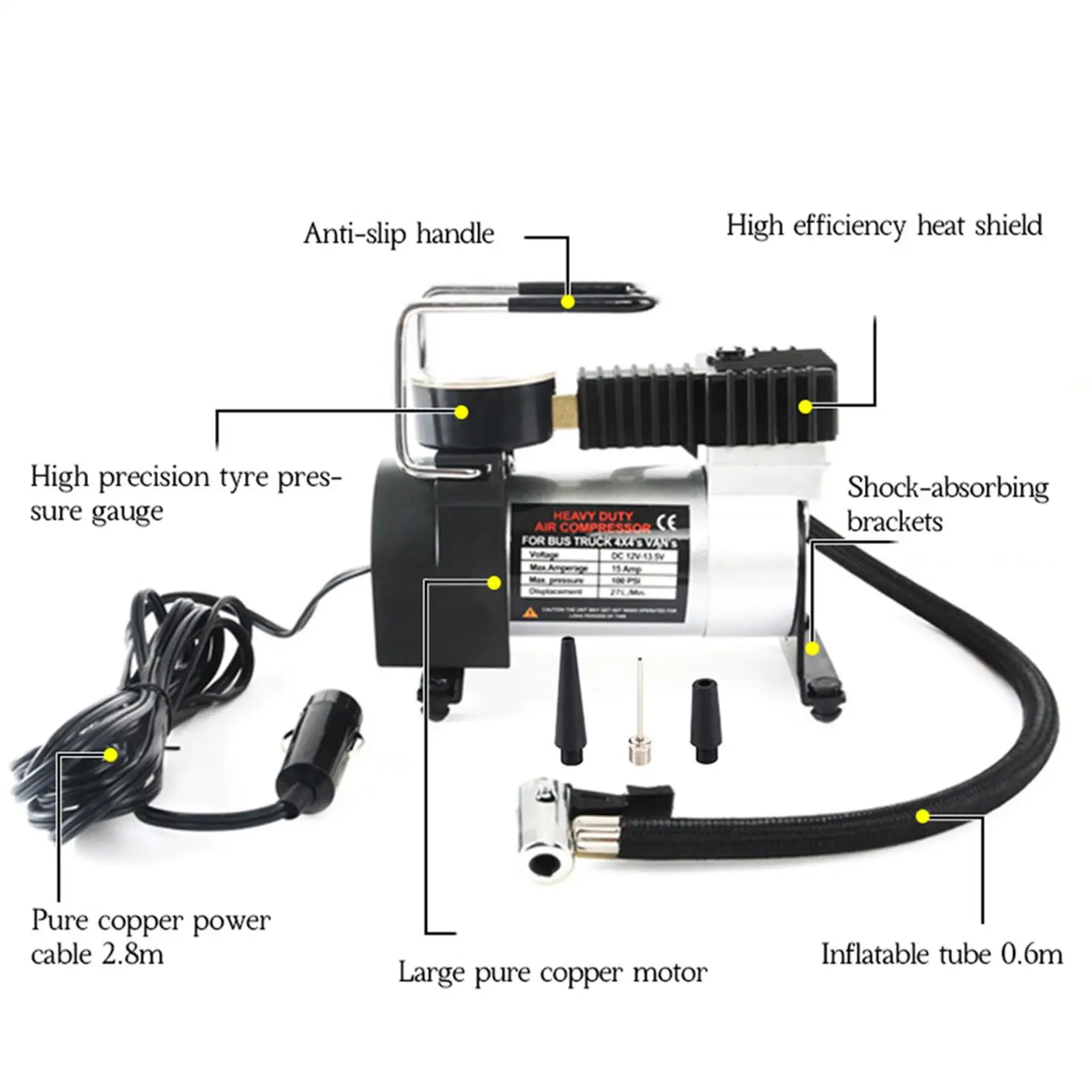 12v150psi Heavy Duty Deluxe Portable Metal Air Compressor Car Tyre ...