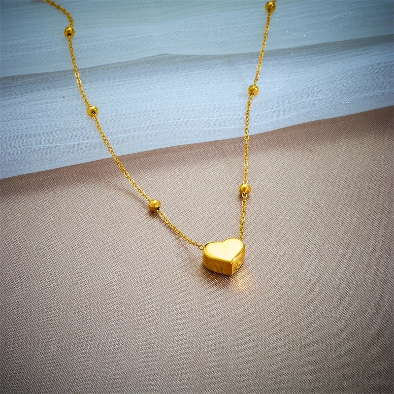 316L-Stainless-Steel-Gold-Color-Heart-Love-Chain-Necklace-Bracelets-For ...