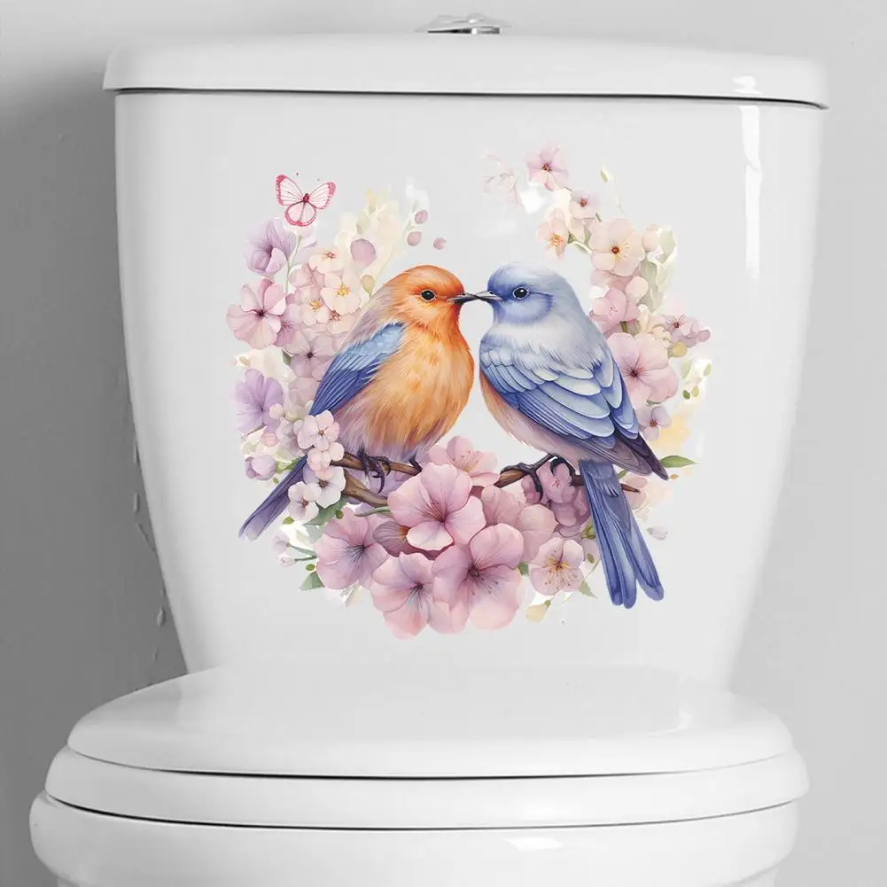 Nature-inspired-Toilet-Decal-Removable-Bird-Flower-Toilet-Sticker ...
