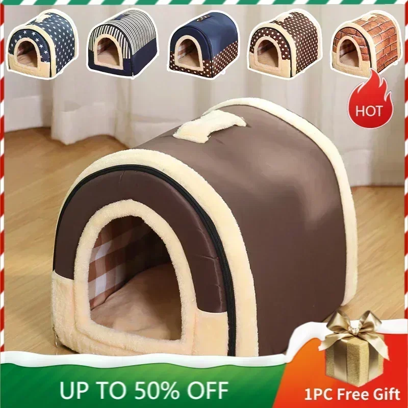 Foldable-Dog-House-Kennel-Soft-Pet-Sleeping-Bed-Tent-Four-Seasons-Cat ...