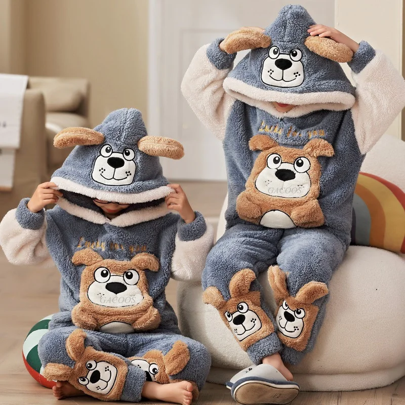 Winter-Children-s-Pajamas-Kids-Plush-Thicken-Pajama-Set-Sleepwear ...