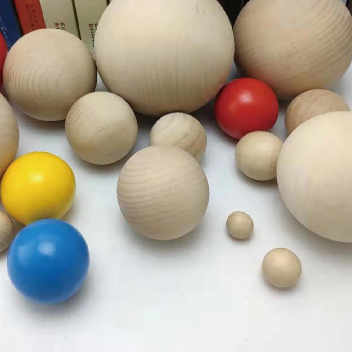 6-100mm Solid Colorful Wooden Ball Large Round Ball Construction ...