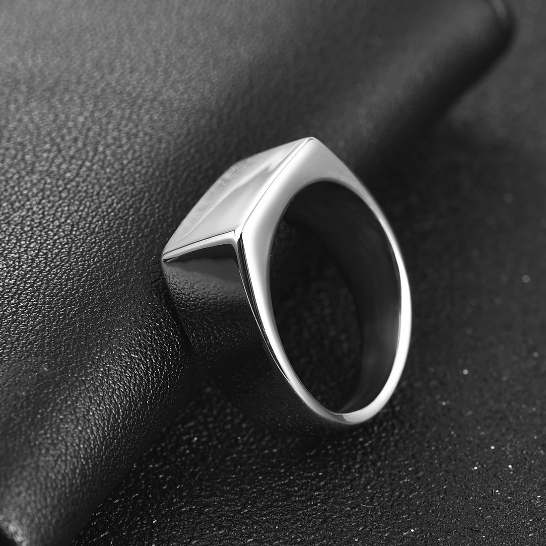 Fashion-Men-s-Stainless-Steel-Rings-Smooth-Black-Width-Signet-Square ...