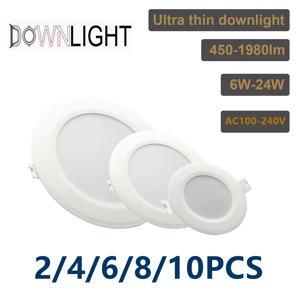 Recessed Down Led Downlight AC110V AC230V Ceiling Light High Power 24W ...