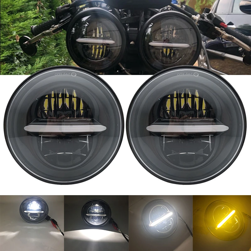 Black 5.75 Inch LED Headlight 5 3/4" led DRL Headlight For Nightster ...