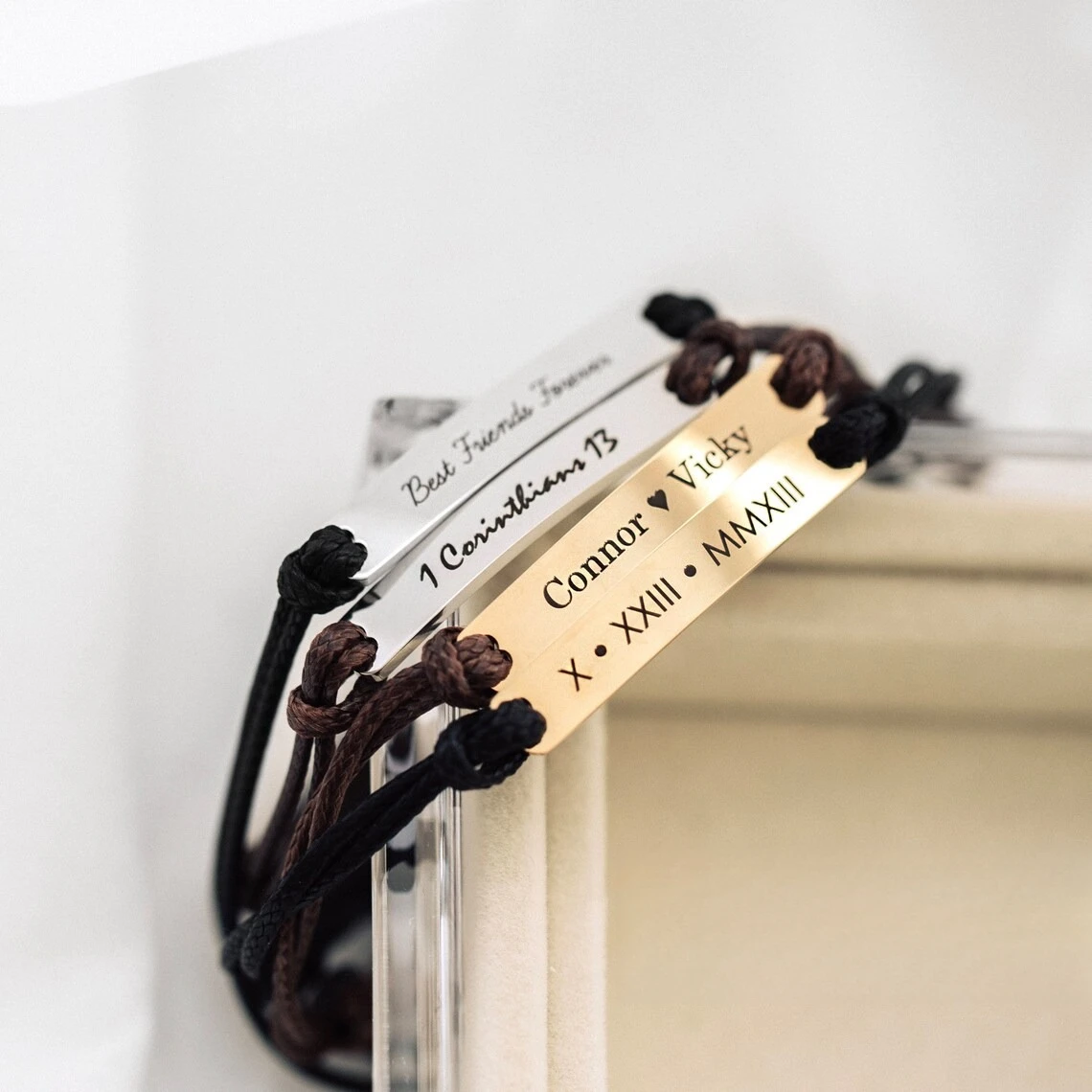 Personalize Engraved Text Stainless Steel Bar Barcelet Customize ...