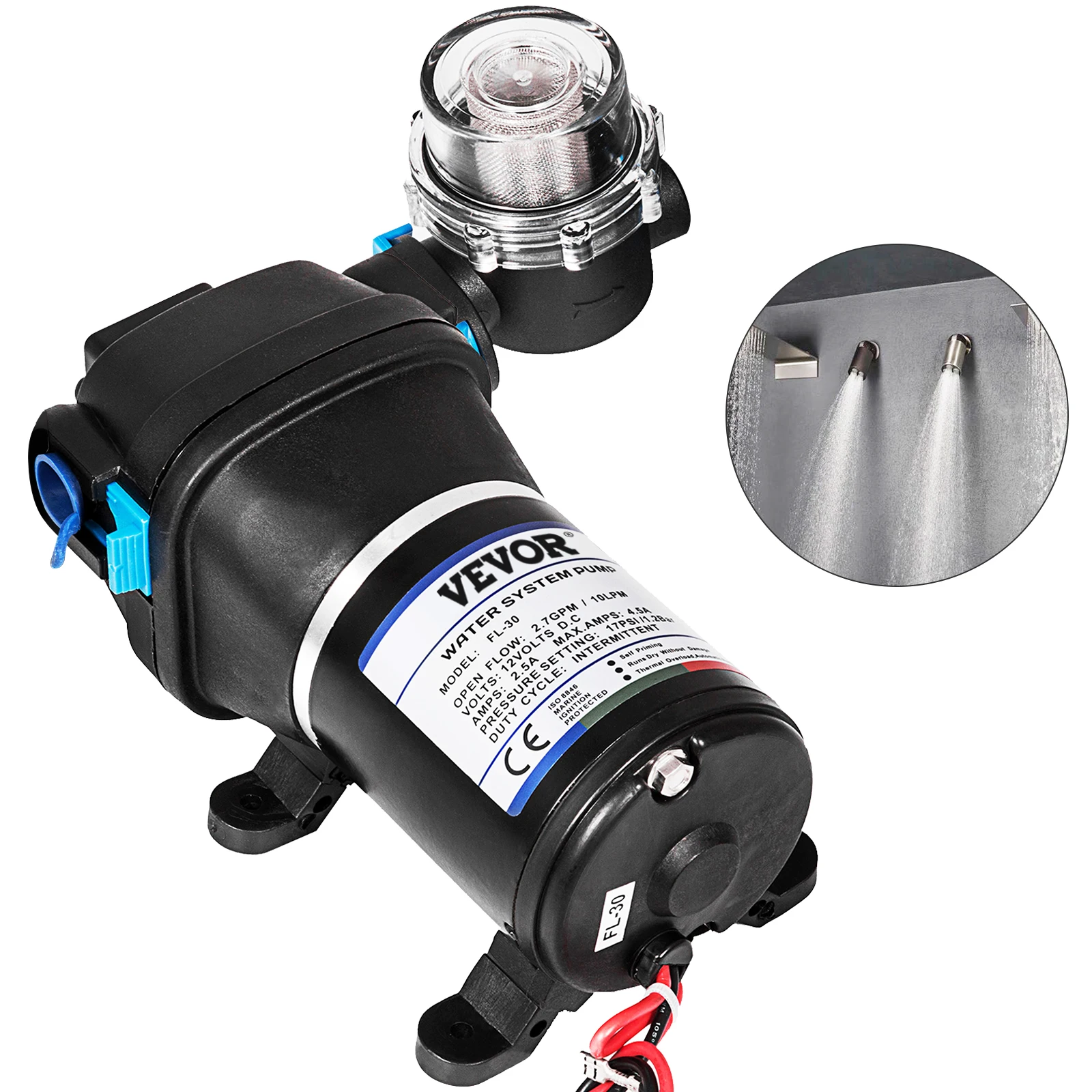 VEVOR-12V-Diaphragm-Water-Pump-10L-Min-17PSI-17L-Min-40PSI-High ...