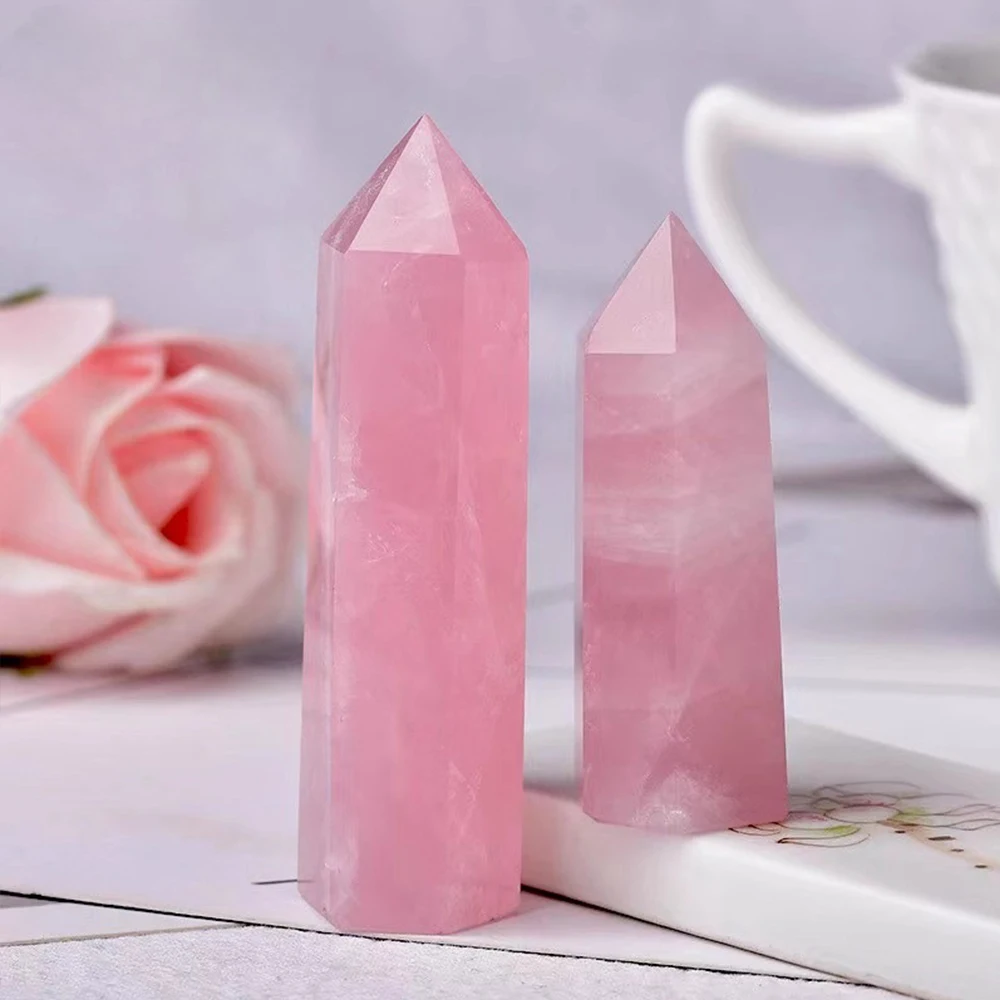 Natural-Powder-Crystal-pillar-Rose-Quartz-pillar-Love-Gift-Reiki ...