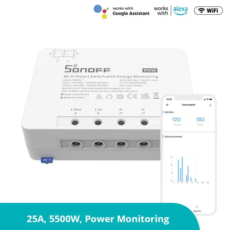 SONOFF-POW-R3-Power-Meter-WiFi-Smart-Meter-Switch-16A-20A-25A-Power ...