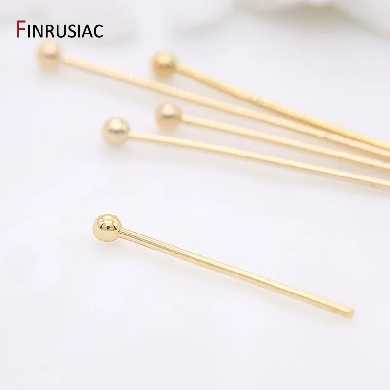 50pcs-Gold-Plated-Brass-Ball-Flat-Eye-Head-Pins-Jewellery-Making ...