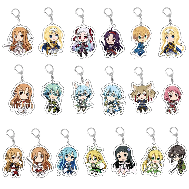20Pcs Anime SAO Sword Art Online Acrylic Keychain Kirigaya Kazuto Yuuki ...
