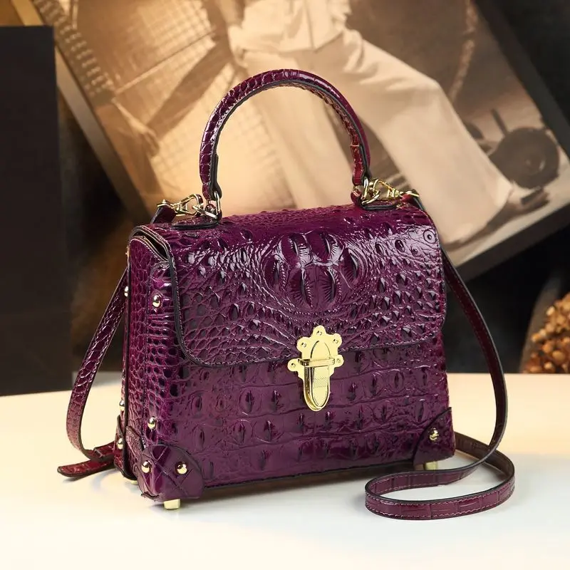 Luxury Designer Brand New High Quality Leather Crocodile Print Handbag ...